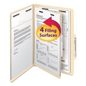 smead classification file folder, 1 divider, 2" expansion, 2/5-cut tab, legal size, manila, 10 per box (18700)