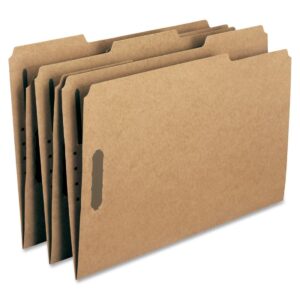 smead fastener file folder, 2 fasteners, reinforced 1/3-cut tab, legal size, kraft, 50 per box (19837)