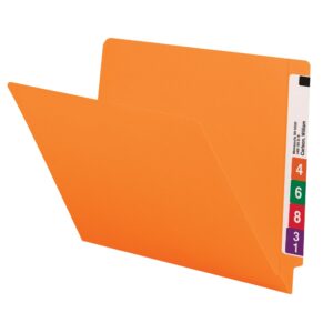 smead end tab file folder, shelf-master reinforced straight-cut tab, letter size, orange, 100 per box (25510)