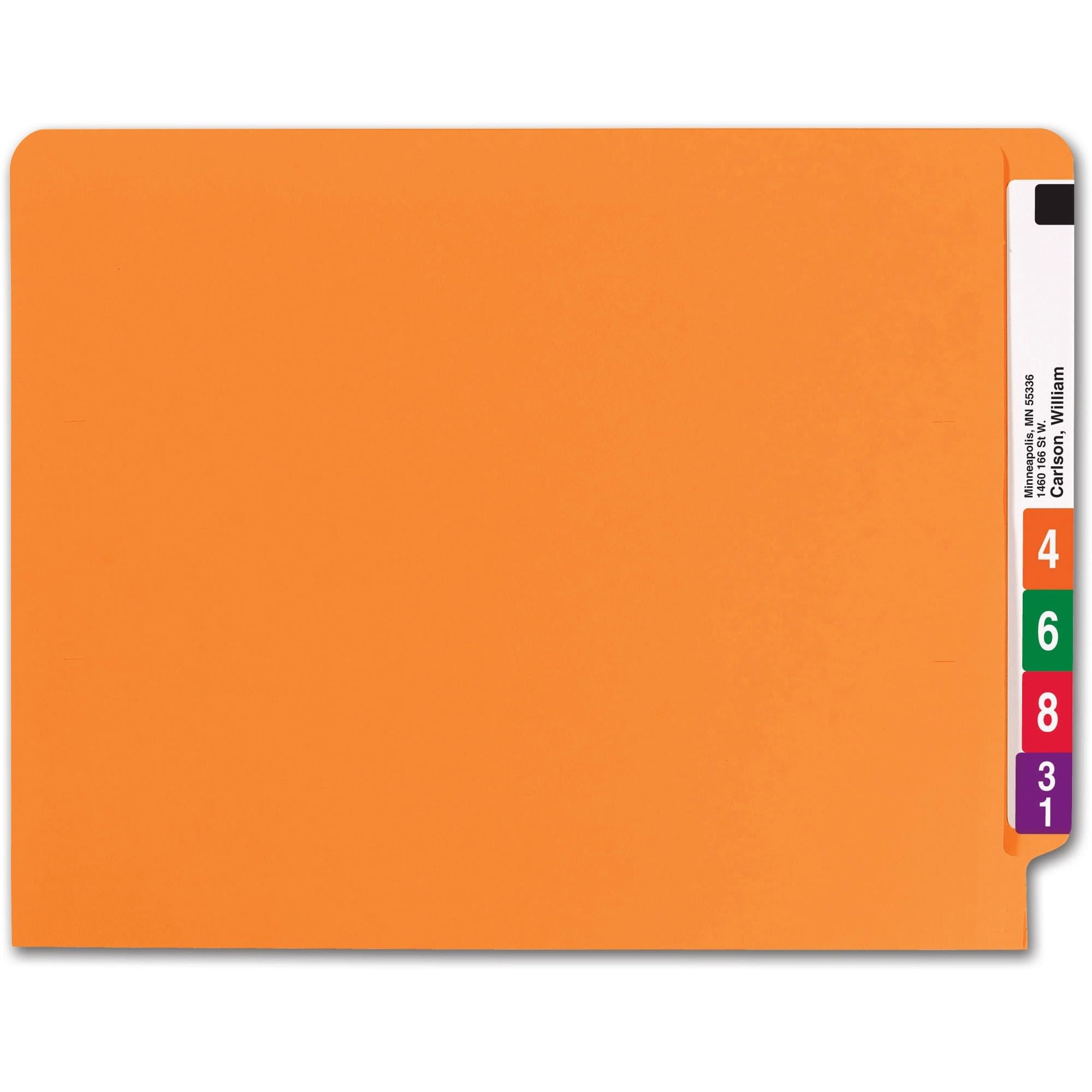 Smead End Tab File Folder, Shelf-Master Reinforced Straight-Cut Tab, Letter Size, Orange, 100 per Box (25510)