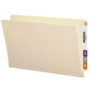 smead end tab file folder, shelf-master® reinforced straight-cut tab, legal size, manila, 100 per box (27110)