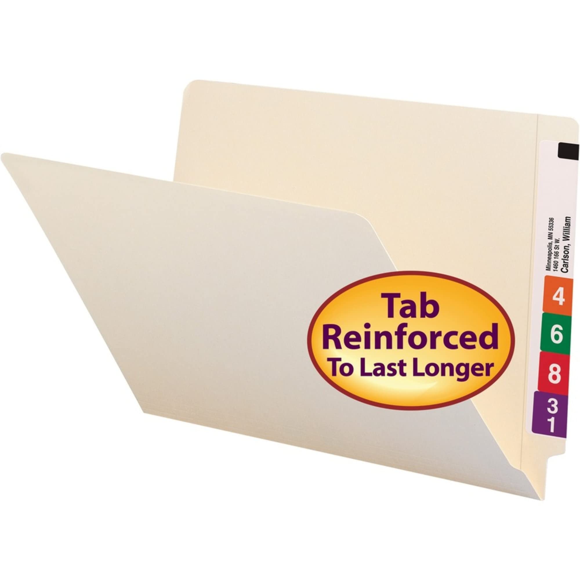 Smead End Tab File Folder, Shelf-Master® Reinforced Straight-Cut Tab, Legal Size, Manila, 100 per Box (27110)