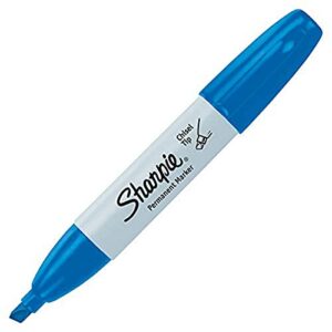 sharpie permanent markers, broad, chisel tip, 12-pack, blue (38203)