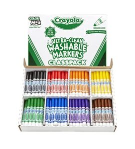 crayola broad line washable markers - 200ct (8 assorted colors), kids bulk classroom markers, back to school supplies for teachers, ages 3+