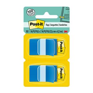 post-it flags, 50/dispenser, 2 dispensers/pack, 1 in wide, bright blue (680-bb2)