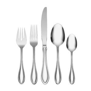 oneida american harmony 45 piece everyday flatware, service for 8, 18/0 stainless steel, silverware set, dishwasher safe, silver