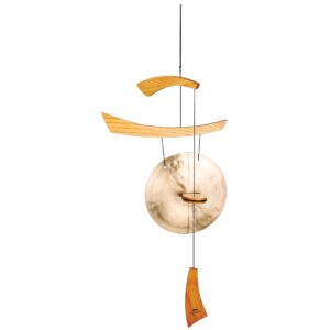 woodstock wind chimes for outside, outdoor decor, patio and garden decor for outside, front porch decor wind gong style wind chimes (34") emperor gong medium natural christmas/hanukkah gifts (egc)