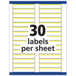 Avery TrueBlock File Folder Labels, 2/3" x 3-7/16", 1,500 Printable Labels, White/Yellow, Permanent (5966)