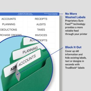 Avery TrueBlock File Folder Labels, 2/3" x 3-7/16", 1,500 Printable Labels, White/Yellow, Permanent (5966)