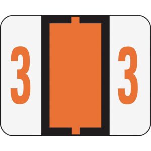 smead bccrn bar-style color-coded numeric label, 3, label roll, dark orange, 500 labels per roll (67373)