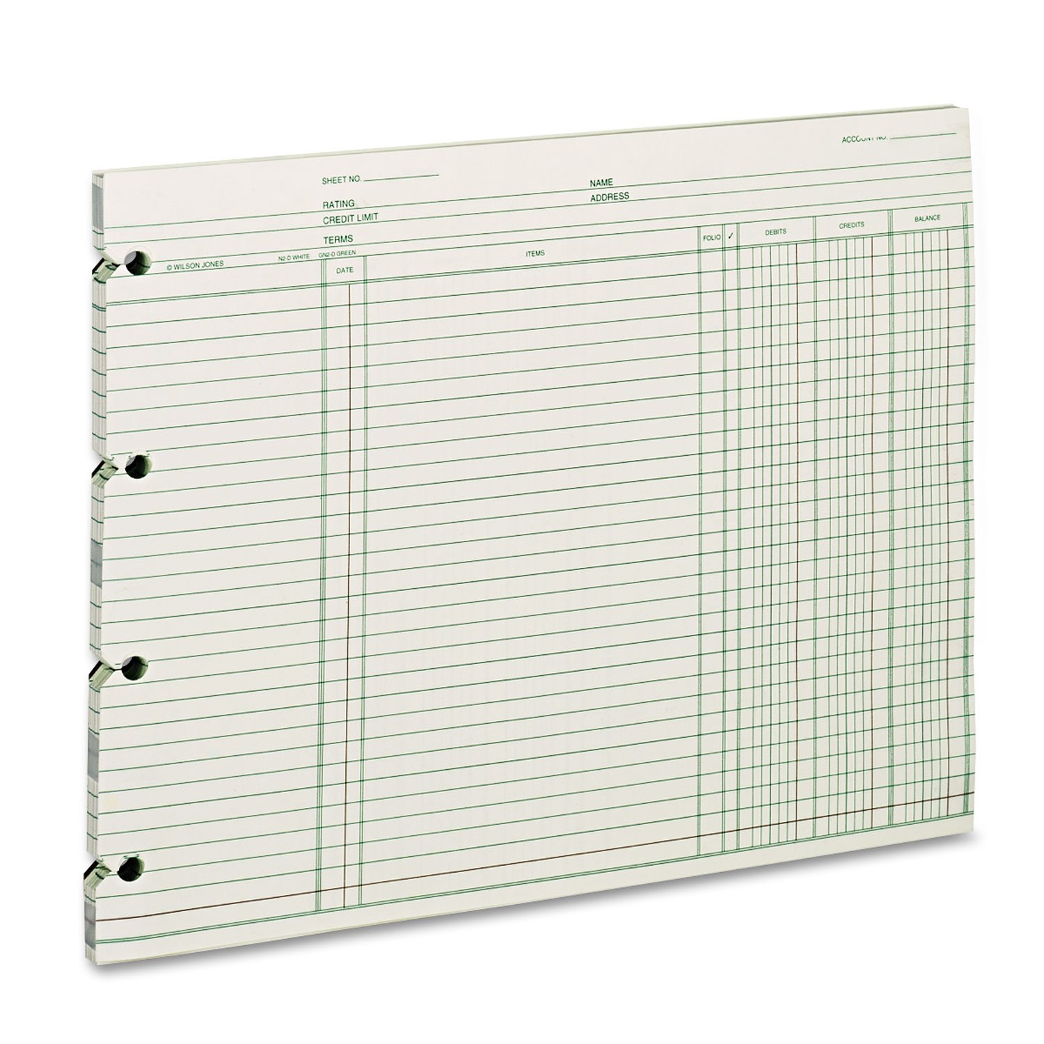 Wilson Jones GN2D Accounting, 9-1/4 x 11-7/8 (Pack of 100 Loose Sheets) Green