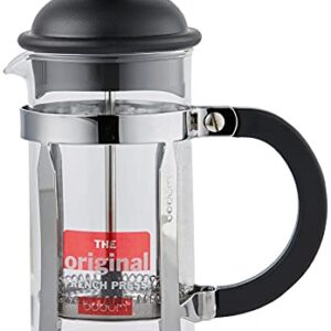 Bodum Caffettiera French Press Coffee Maker, Black Plastic Lid and Stainless Steel Frame, 3-Cup, 12-Ounce