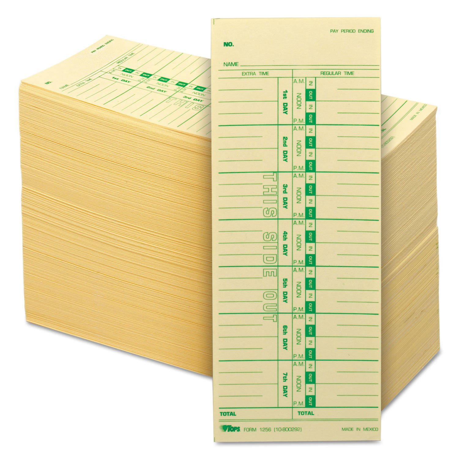 TOPS 1256 Acroprint/Cincinnati/Lathem/Simplex/Stromberg Time Card 3 1/2 x 9 (Box of 500)