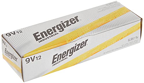 Energizer Industrial 9 Volt Batteries, Alkaline 9v Battery (12 Count)