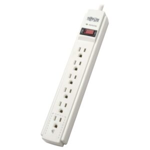 tripp lite 6 outlet surge protector power strip 6ft cord 790 joules led & insurance (tlp606) gray