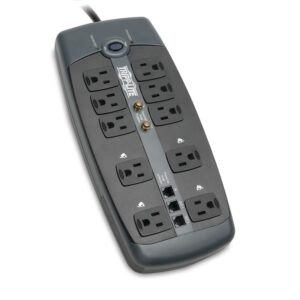 tripp lite protect it! 10-outlet surge protector 8 ft. (2.43 m) cord 3345 joules (tlp1008teltv)