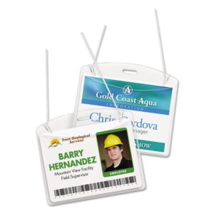 avery heavy duty badge holders, 3" x 4", 100 horizontal id badge holders with cords (2922)