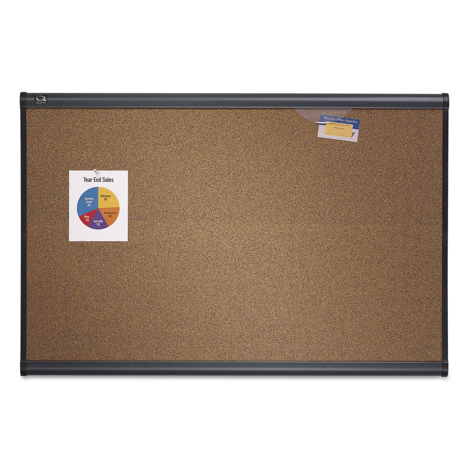 Quartet Prestige Colored Cork Bulletin Board, 36 x 24, Brown Surface, Graphite Gray Fiberboard/Plastic Frame