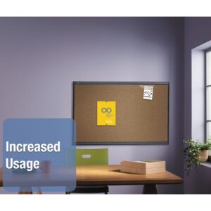 Quartet Prestige Colored Cork Bulletin Board, 36 x 24, Brown Surface, Graphite Gray Fiberboard/Plastic Frame