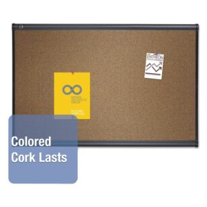 Quartet Prestige Colored Cork Bulletin Board, 36 x 24, Brown Surface, Graphite Gray Fiberboard/Plastic Frame