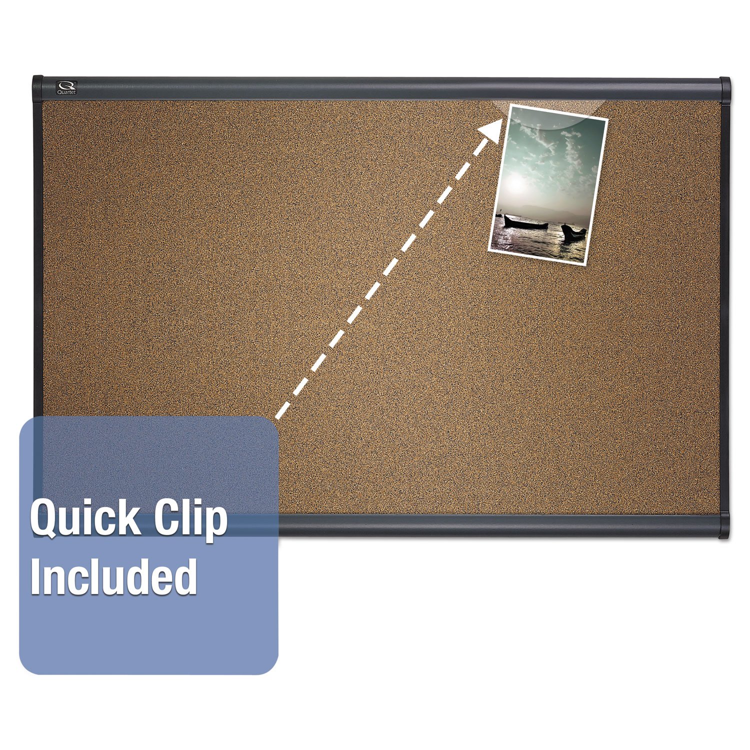 Quartet Prestige Colored Cork Bulletin Board, 36 x 24, Brown Surface, Graphite Gray Fiberboard/Plastic Frame