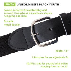 Champion Sports Baseball/Softball Uniform Belt - Comfort Stretch Fit Uniform Belt - Durable Syntex Tab - Youth: 18"-32" - Black