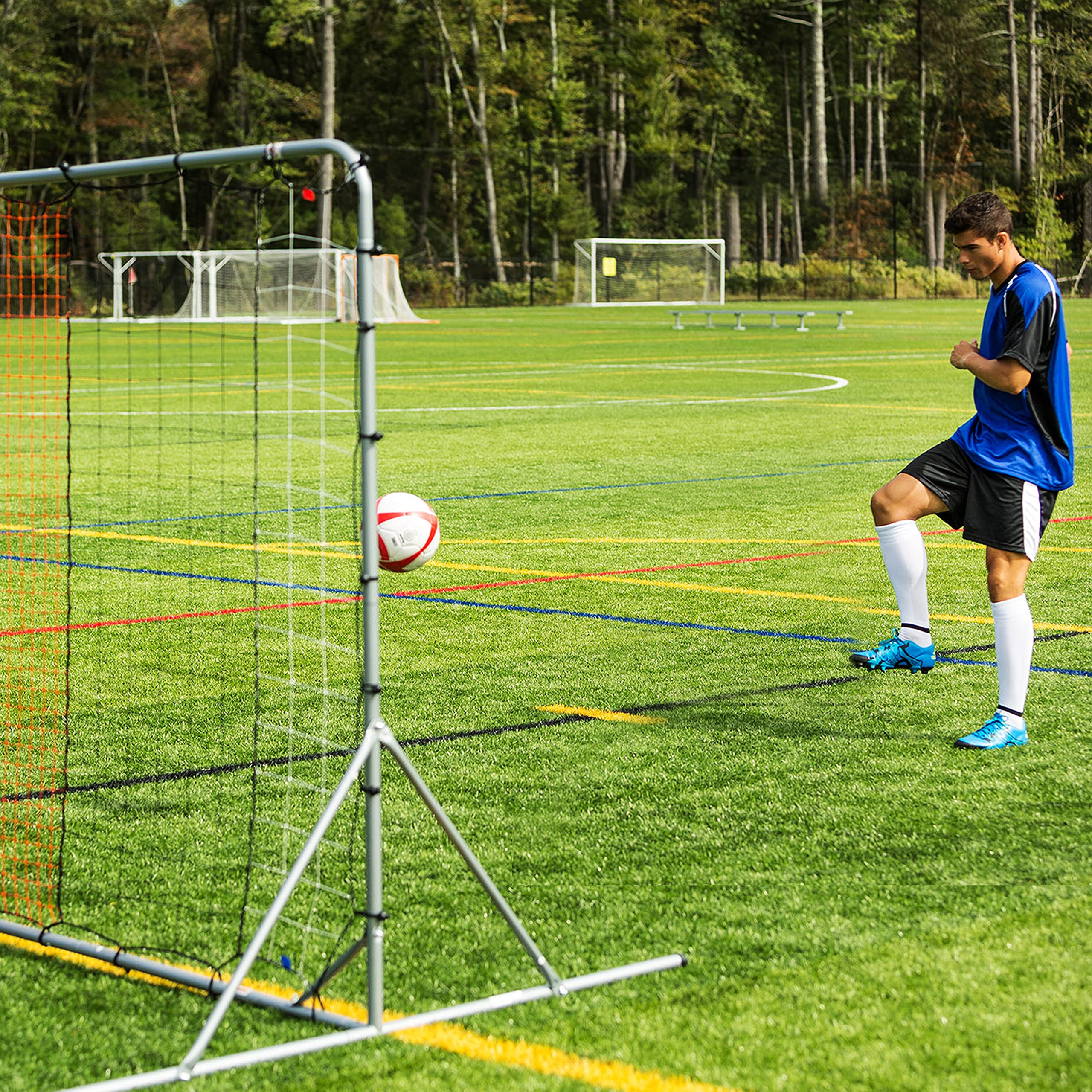 Franklin Sports Soccer Rebounder - Tournament Steel Soccer Rebounding Net - Perfect For Backyard Soccer Practice and Soccer Training - 12'x6' Soccer Bounce Back Rebounder - Silver