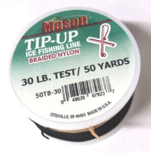 mason tip-up ice fishing line, braided nylon, black, 30# test, 50 yd #50tb-30