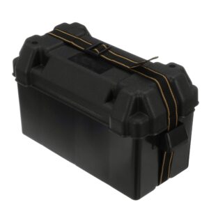 attwood 9084-1 large 29/31 series vented marine boat battery box with mounting kit and strap, black