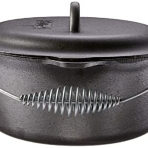 Lodge 7 Quart Pre-Seasoned Cast Iron Dutch Oven with Lid - Wire Bail Handle for Easy Transfer from Cooking Surface to Table - Use in the Oven, on the Stove, on the Grill or over the Campfire - Black