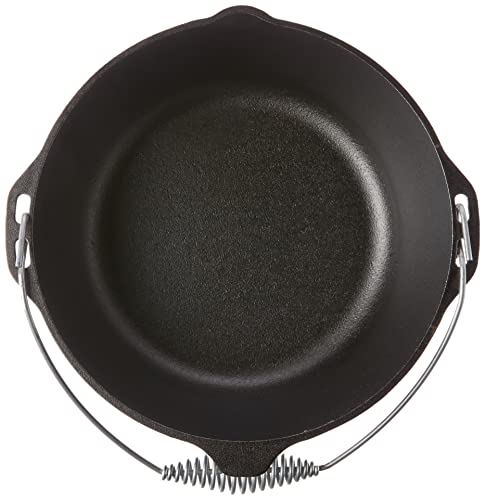 Lodge 7 Quart Pre-Seasoned Cast Iron Dutch Oven with Lid - Wire Bail Handle for Easy Transfer from Cooking Surface to Table - Use in the Oven, on the Stove, on the Grill or over the Campfire - Black