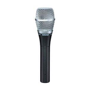 shure sm86 cardioid condenser vocal microphone for professional use in live performance with built-in 3-point shock mount, 2-stage pop filter to reduce wind/breath noise, no cable included (sm86-lc)