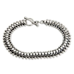 novica handmade sterling silver link bracelet indonesia [7.75 in l x 0.4 in w] ' centipede crawl'