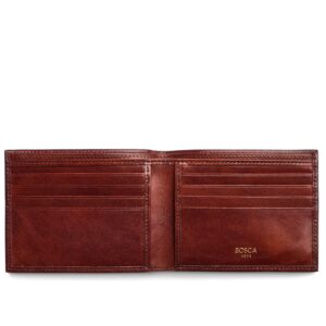 Bosca Men's Wallet, Old Leather 8-Pocket RFID Wallet for Men, Dark Brown