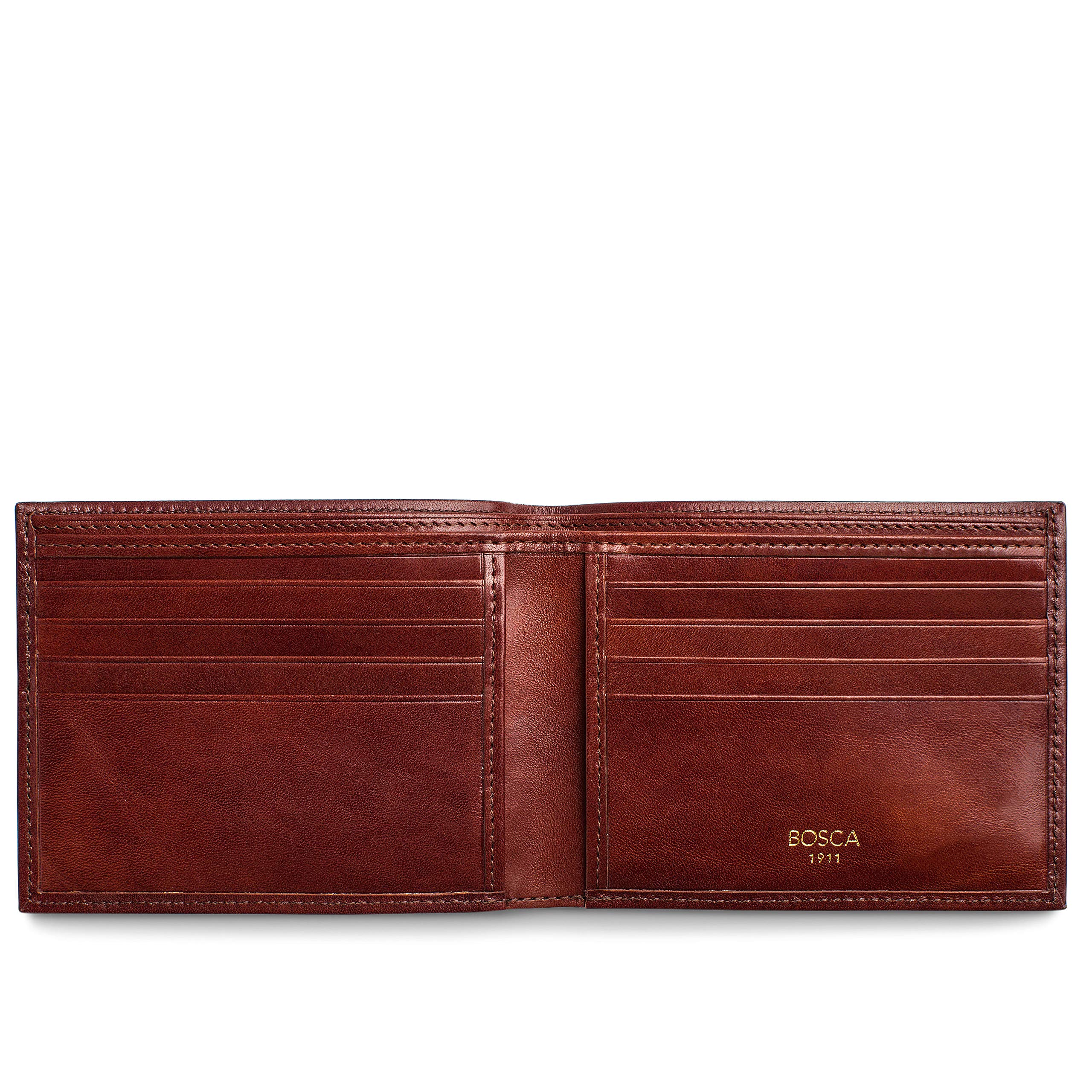 Bosca Men's Wallet, Old Leather 8-Pocket RFID Wallet for Men, Dark Brown