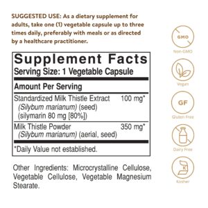 Solgar - Milk Thistle (Silybum Marianum, 100 mg, 250 veggie caps