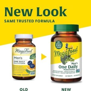 MegaFood Men's One Daily Multivitamin - with Zinc, Selenium, B Vitamins, D, and Real Food - Immune Support - Energy Metabolism - Muscle and Bone Health - Vegetarian - 90 Tabs