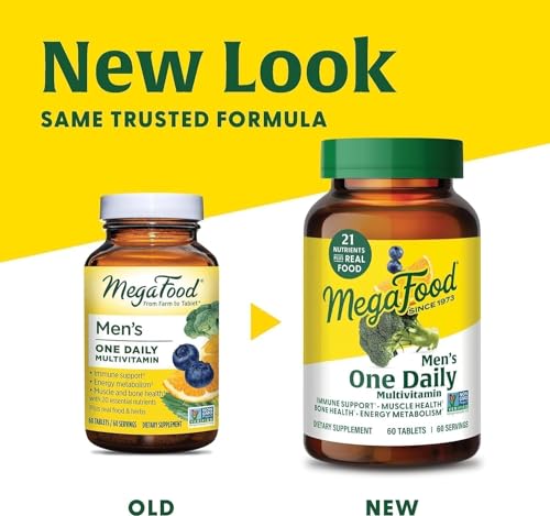 MegaFood Men's One Daily Multivitamin - with Zinc, Selenium, B Vitamins, D, and Real Food - Immune Support - Energy Metabolism - Muscle and Bone Health - Vegetarian - 90 Tabs