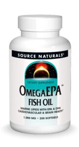 source naturals omegaepa fish oil - marine lipids with epa & dha supports cardiovascular & brain health - 200 softgels