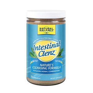 natural balance intestinal clenz psyllium herbal cleansing powder healthy digestion, detox & regularity supplement no gluten 21oz, 120 serv.