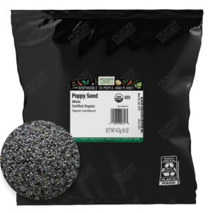 frontier co-op organic whole poppy seed 1lb - bulk bag of poppy seeds for baking, salad dressing, cooking, kosher recipes and more