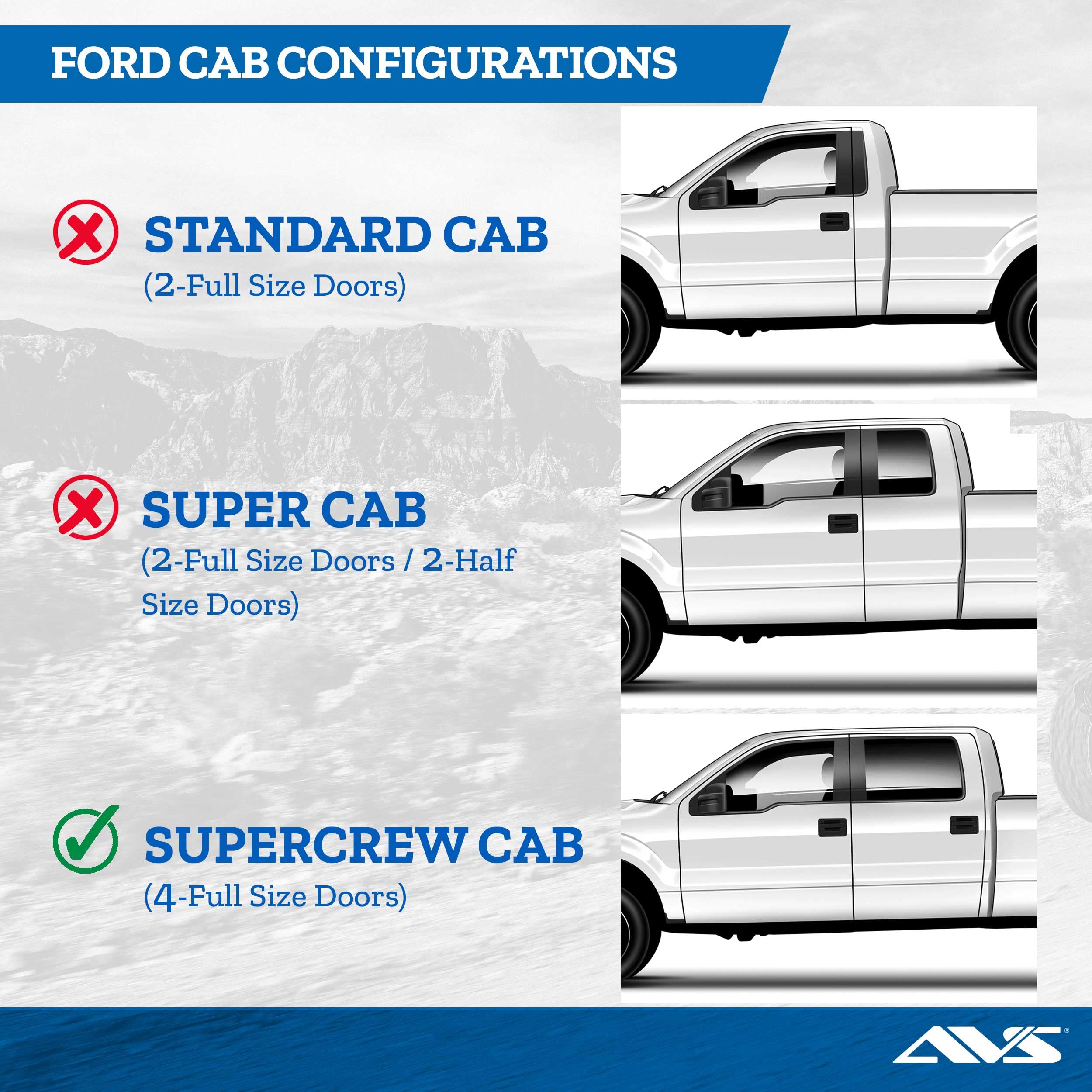 Auto Ventshade [AVS] Outside Mount Ventvisor / Rain Guards | Fits 1999 - 2016 Ford F-250/F-350/F-450/F-550 Super Duty SuperCrew- Smoke, 4 pcs. | 94953