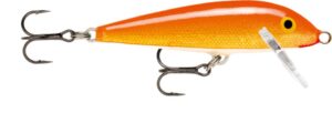 rapala countdown lure with two no. 3 hooks, 2.1-3 m swimming depth, 11 cm size, gold fluorescent red