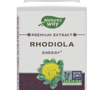 Nature's Way Rhodiola Premium Extract - 250 mg per serving - Supports Energy & Mental Stamina* - Non-GMO Project Verified - Adaptogenic Herb* - Vegan & Gluten Free - 60 Capsules