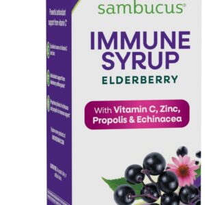 Nature's Way Sambucus Elderberry Immune Syrup, Daily Immune Support*, Black Elderberry Extract, Vitamin C, Zinc, Echinacea, Propolis, 8 Fl Oz (Packaging May Vary)