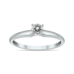 szul 1/10 carat round diamond solitaire ring in 14k white gold