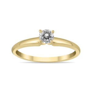 szul 1/10 carat round diamond solitaire ring in 14k yellow gold