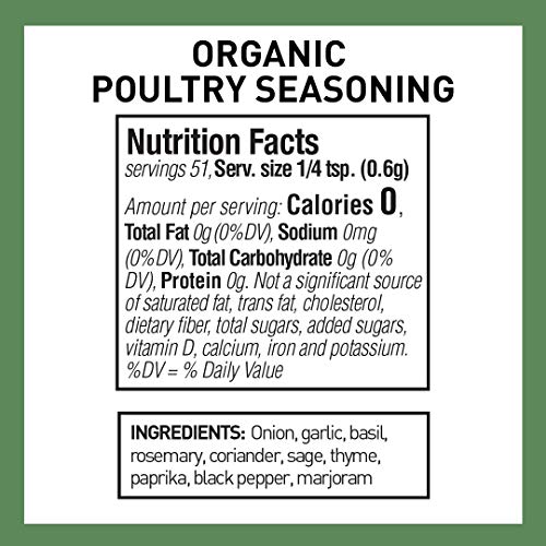 The Spice Hunter Poultry Seasoning, Organic, 1.1-Ounce Jar