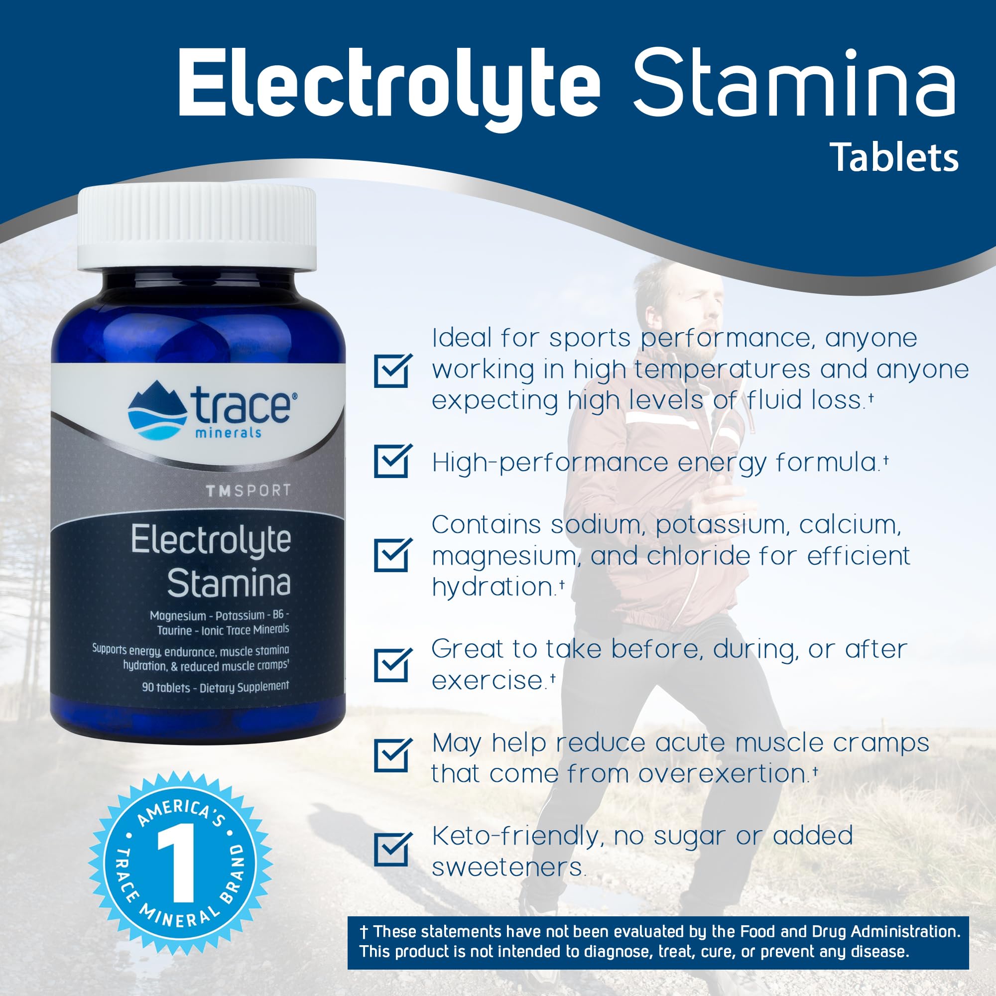 Trace Minerals | Electrolyte Stamina Tablets | Magnesium & Potassium to Promote Energy, Hydration & Muscle Endurance | Vegan, Gluten Free, Sugar Free | 90 count (15-Day supply)