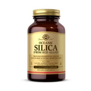 solgar oceanic silica from red algae 25 mg, 100 vegetable capsules - excellent source of calcium, supports bone health - non-gmo, vegan, gluten free, dairy free, kosher - 50 servings